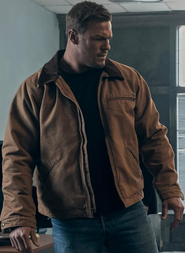 Alan Ritchson Reacher Brown Cotton Jacket – LeatherJacketMerchant