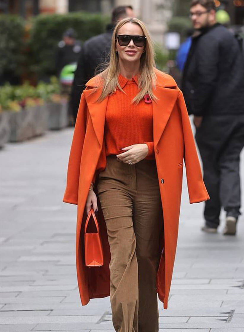 Amanda Holden Orange Wool Coat – LeatherJacketMerchant