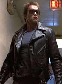 Arnold Schwarzenegger The Terminator Black Leather Jacket ...