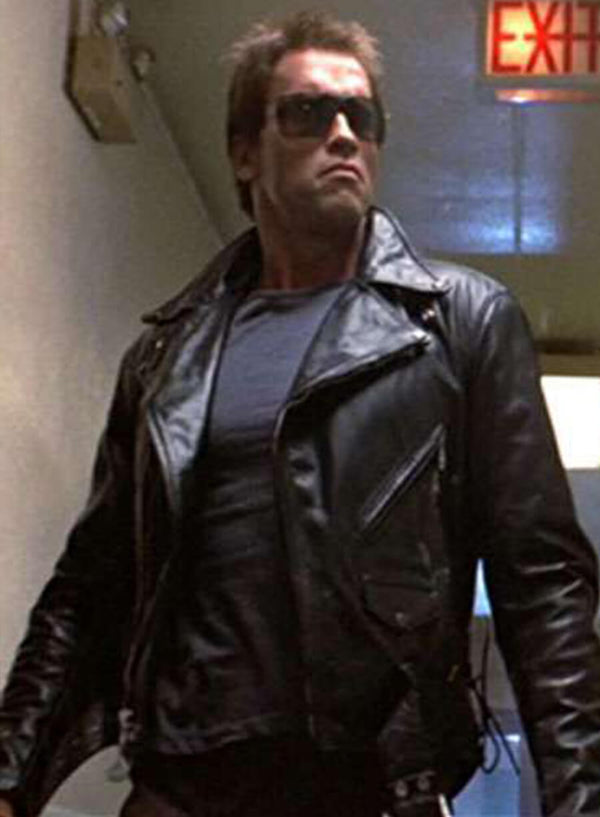 Arnold Schwarzenegger The Terminator Black Leather Jacket ...