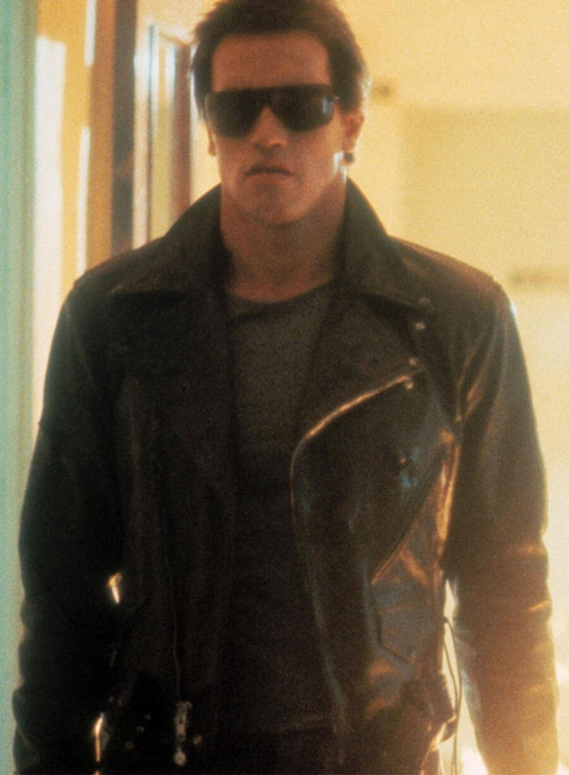 Arnold Schwarzenegger The Terminator Black Leather Jacket ...