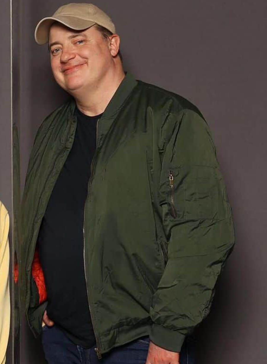 Brendan Fraser Green Bomber Jacket – LeatherJacketMerchant