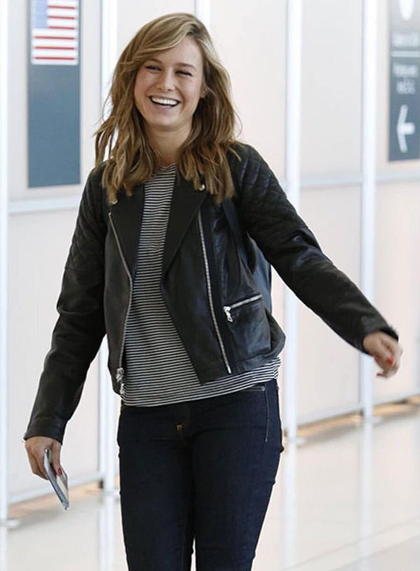 Brie Larson Black Leather Biker Jacket – LeatherJacketMerchant