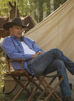 John Dutton Yellowstone Blue Cotton Shirt – LeatherJacketMerchant