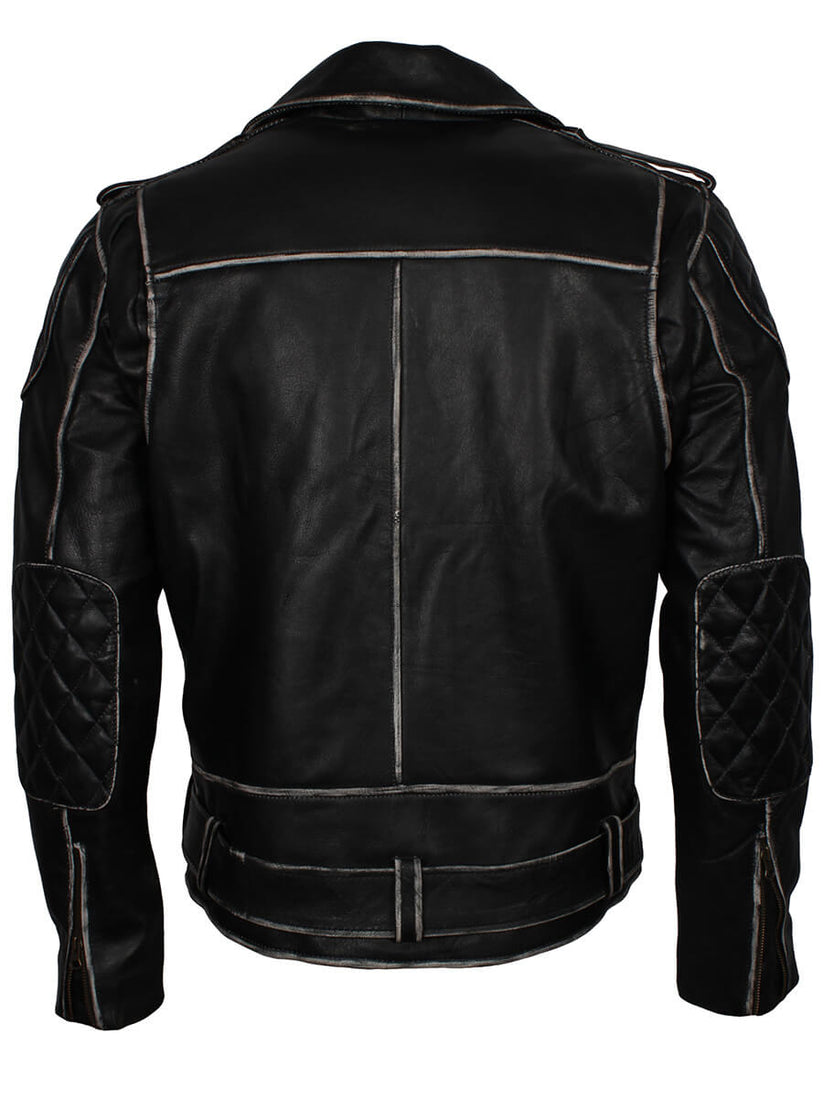 Men Distressed Brando Motorcycle Jacket – LeatherJacketMerchant