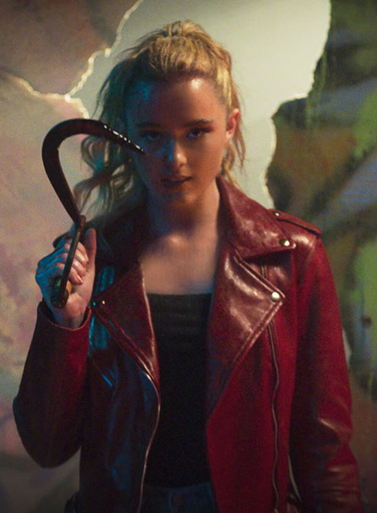 Millie Kessler Freaky Red Leather Biker Jacket – LeatherJacketMerchant