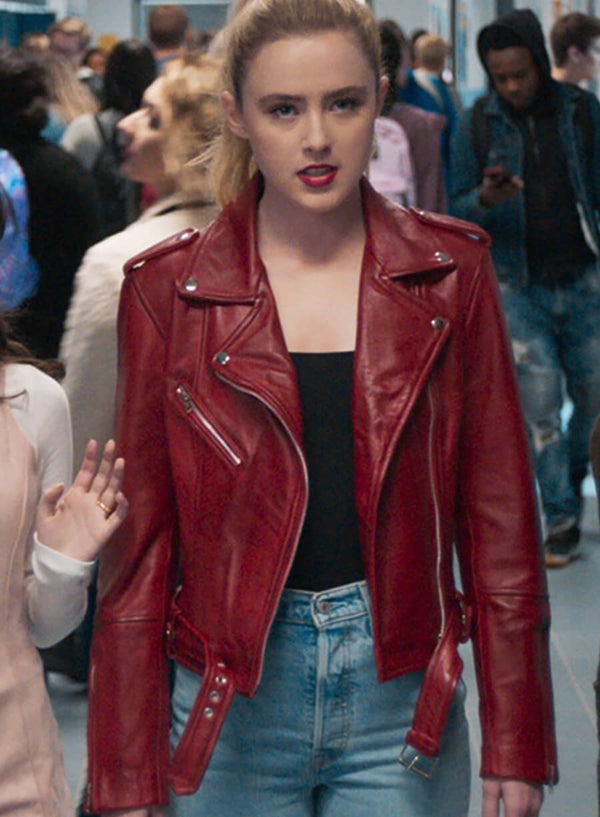 Millie Kessler Freaky Red Leather Biker Jacket – LeatherJacketMerchant